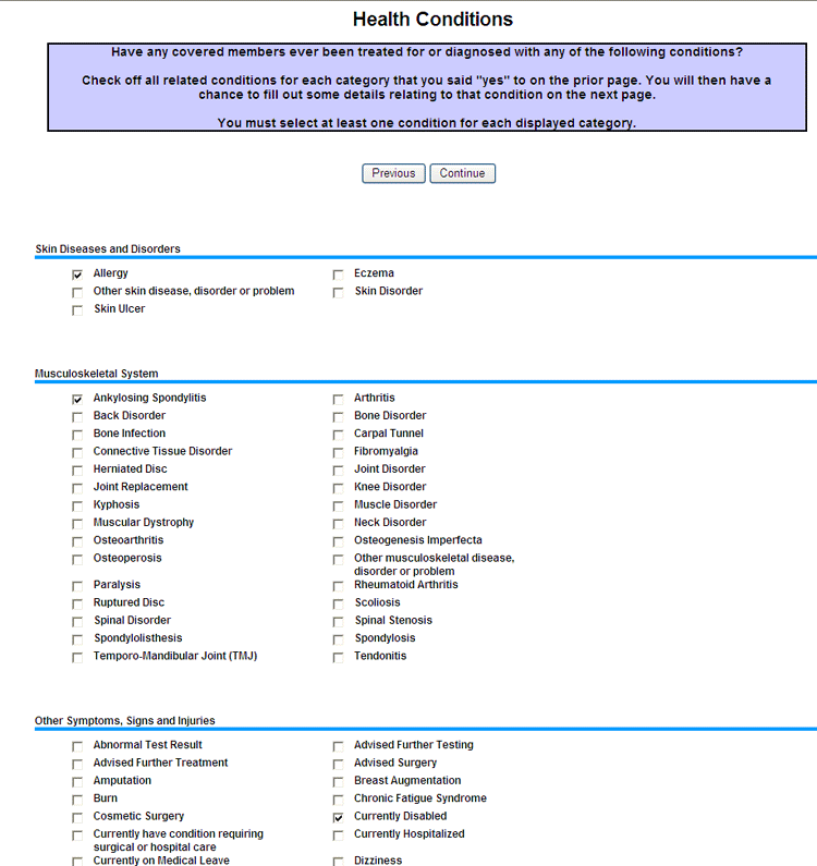Walk-Thru - Health Conditions